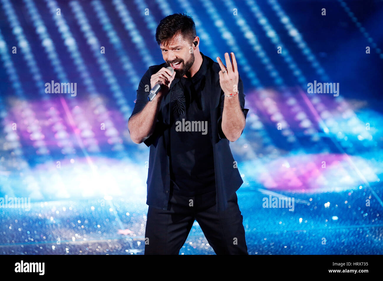 SANREMO, ITALY, February 7: Singer Ricky Martin performs during the ...