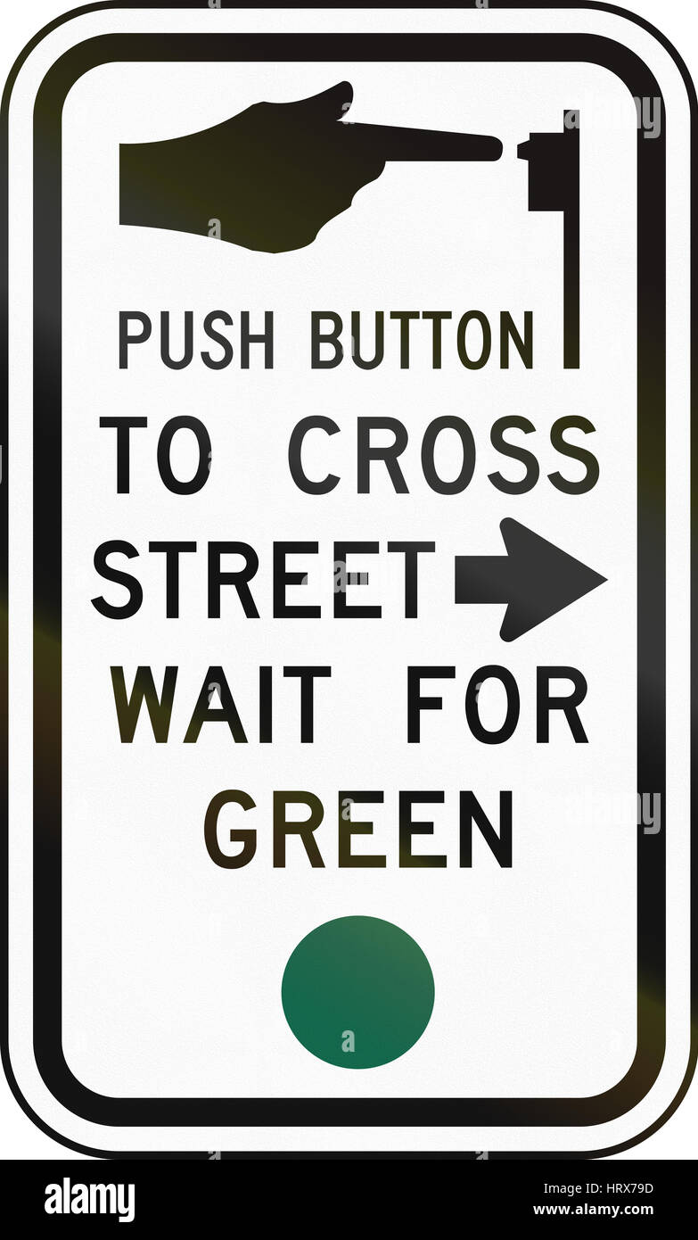 United States MUTCD road sign - Crosswalk instructions Stock Photo - Alamy