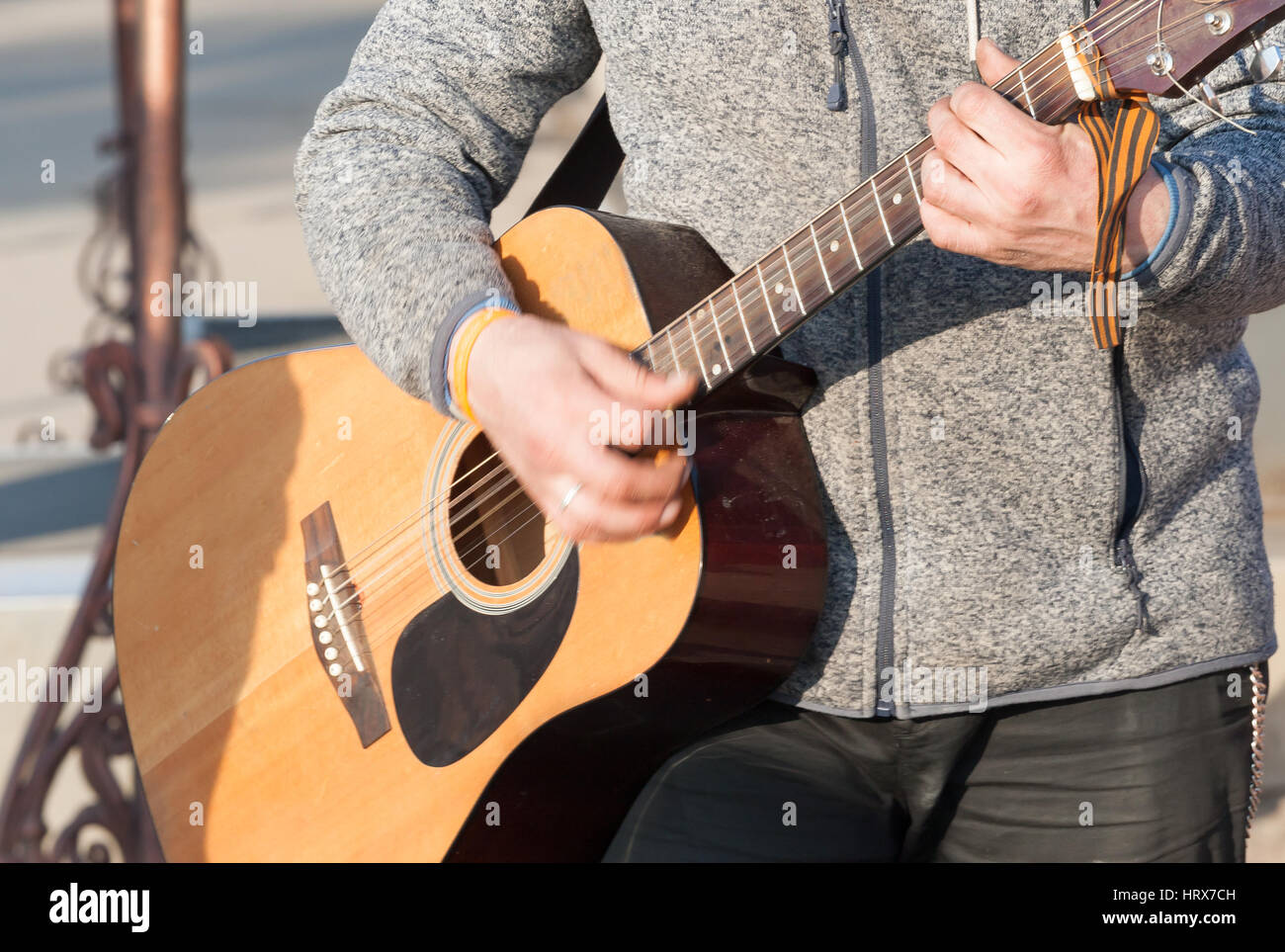 Acoustic guitar guitarist player close up classical playing Stock Photo ...