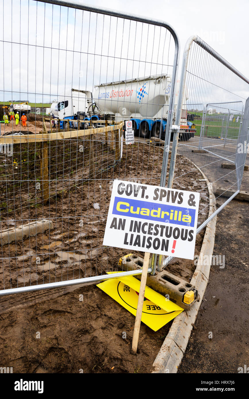 Sign positioned near the entrance to Cuadrilla shale gas site on ...