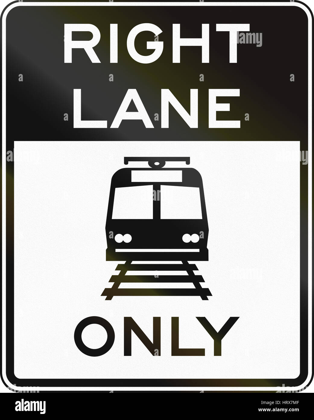 United States MUTCD road sign - Right lane only Stock Photo - Alamy