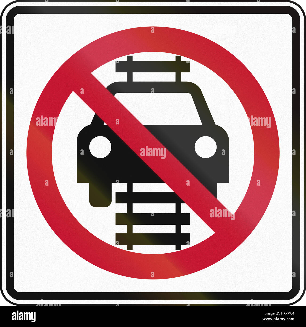 United States MUTCD road sign - Do not drive on tracks Stock Photo - Alamy