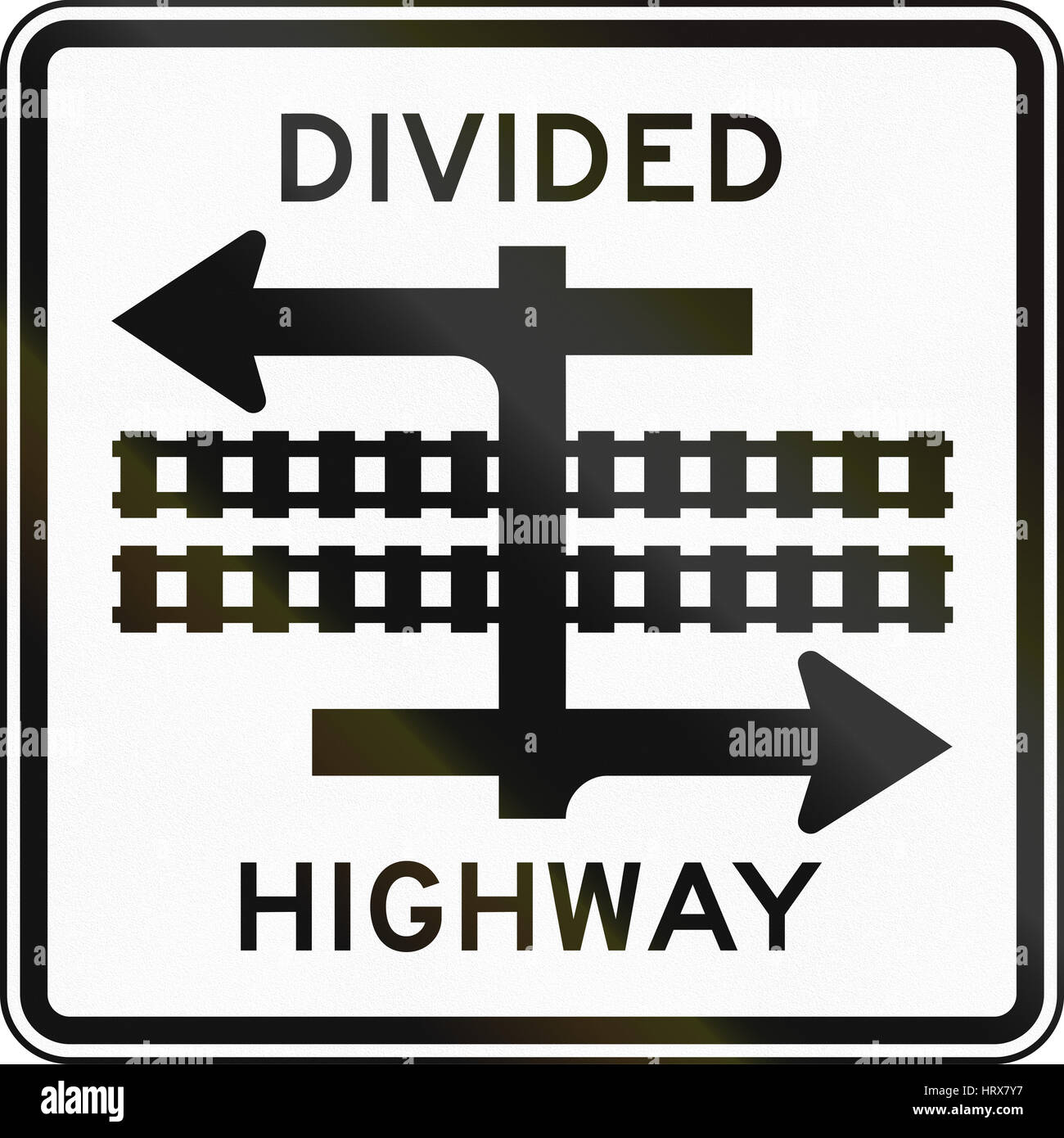 United States MUTCD road sign - Divided highway Stock Photo - Alamy