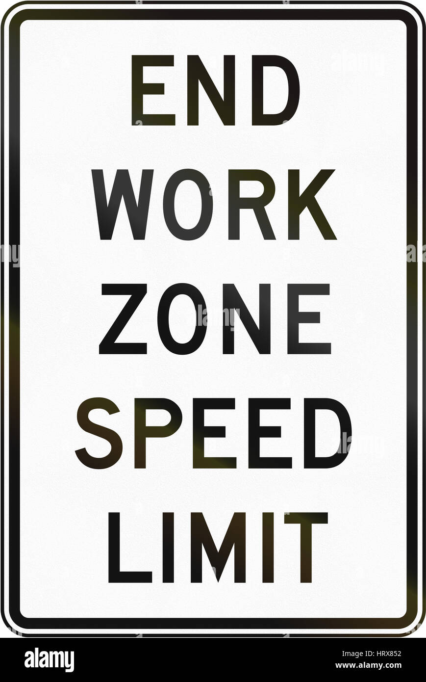 United States MUTCD road sign - End work zone speed limit Stock Photo ...