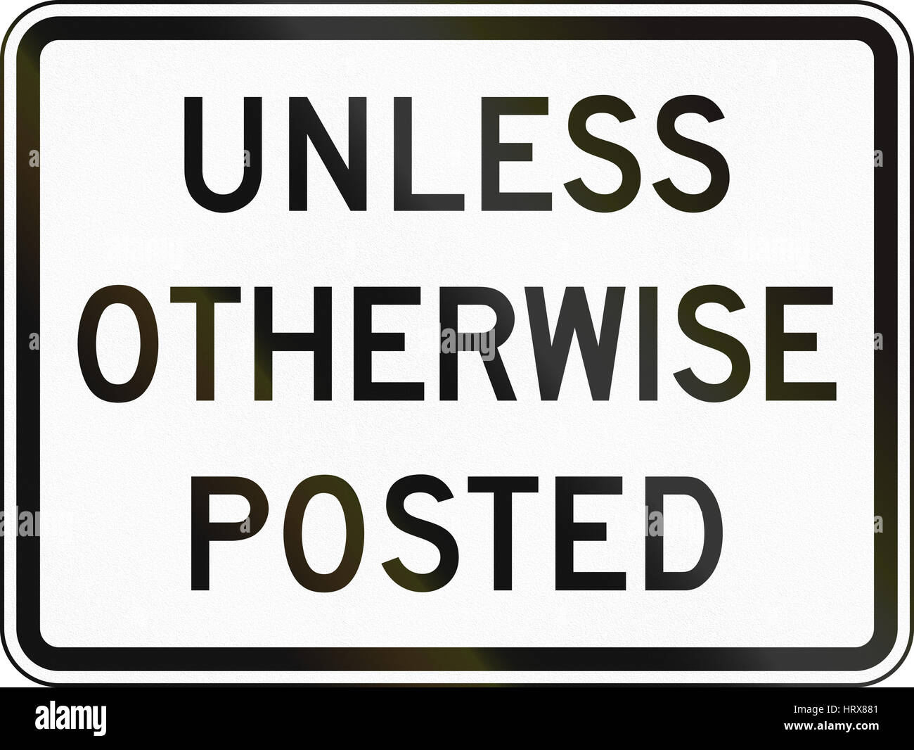 United States MUTCD road sign - Unless otherwise posted Stock Photo - Alamy