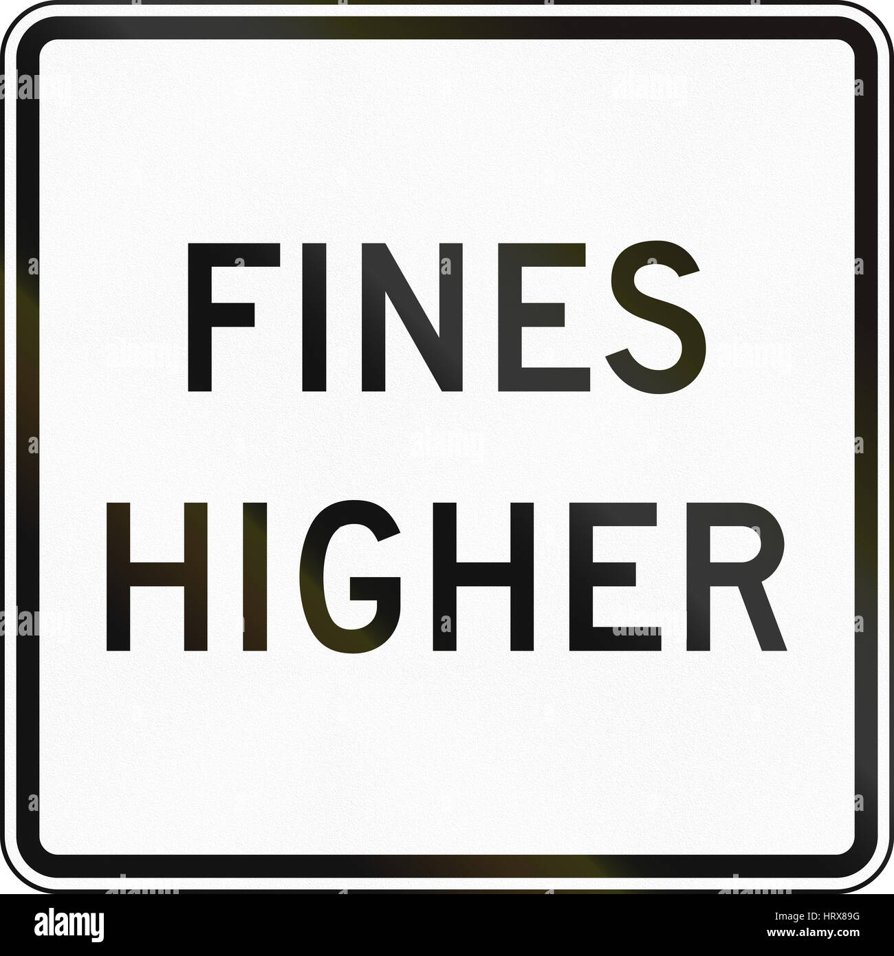 Fines Double United States MUTCD road sign - Fines higher Stock Photo ...