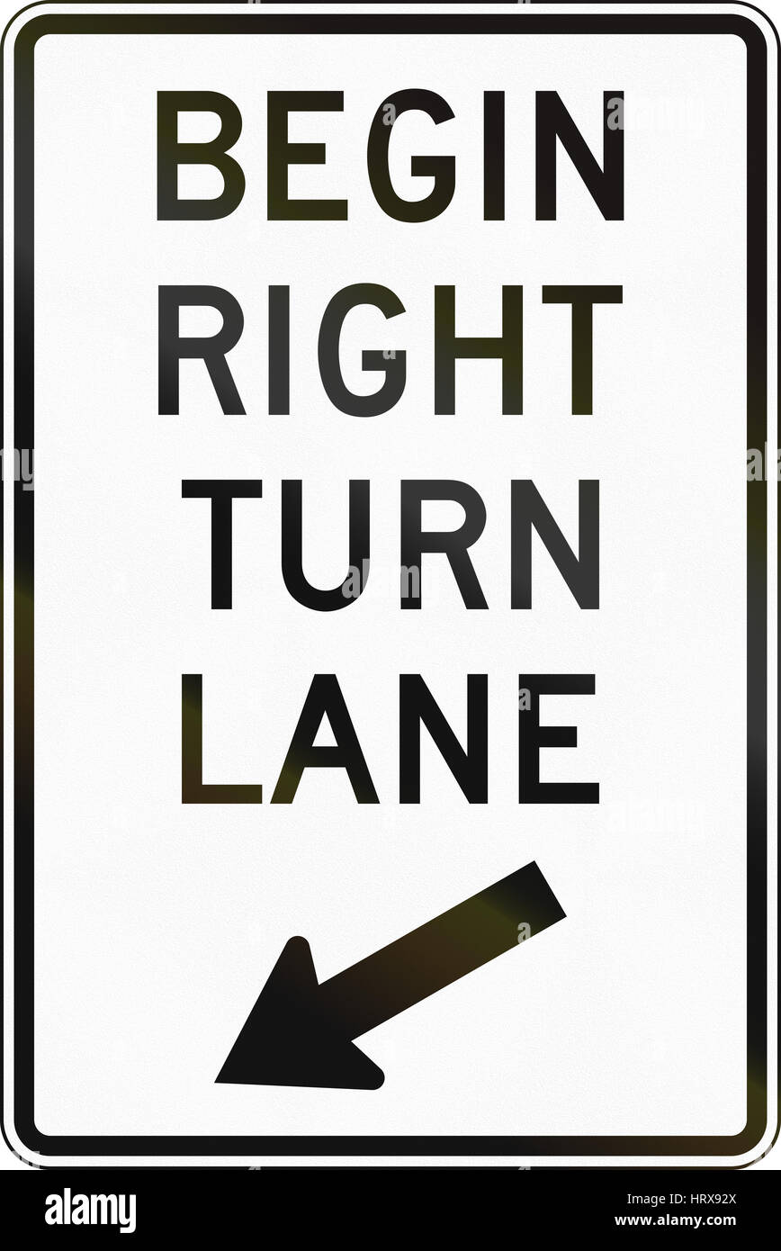 United States MUTCD road sign - Begin right turn lane Stock Photo - Alamy