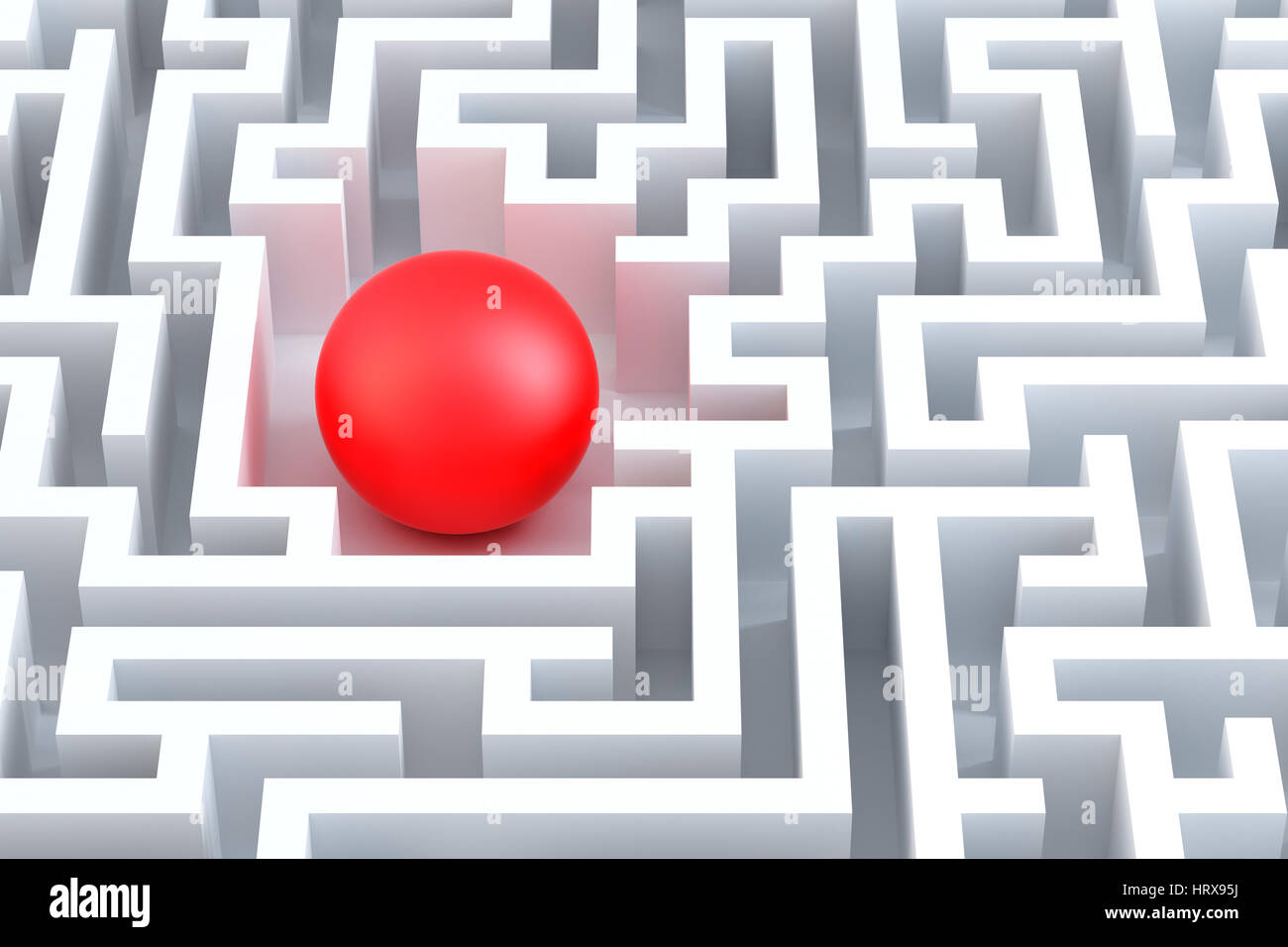 Red sphere in an abstract maze. 3d illustration Stock Photo - Alamy