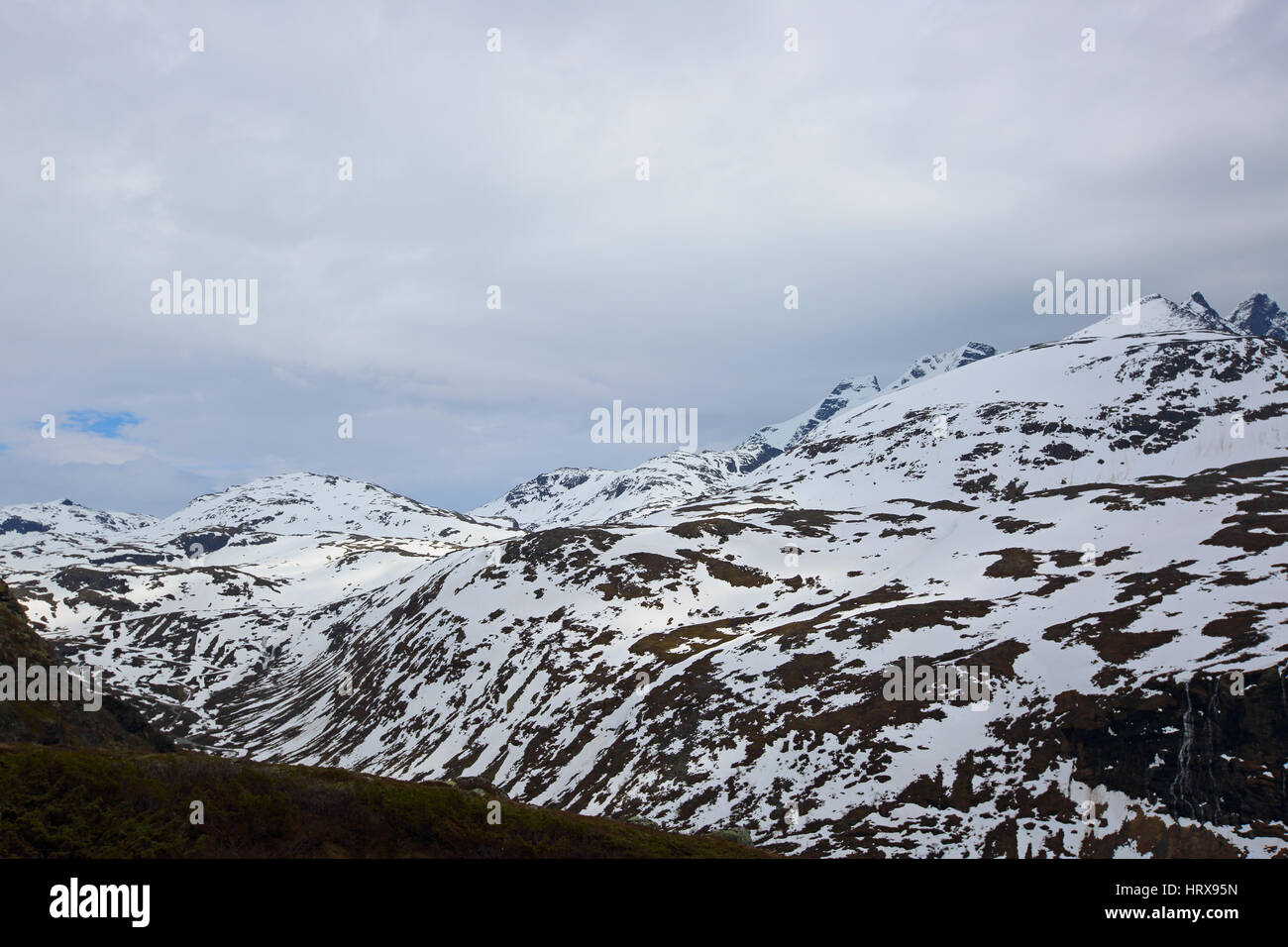 Beautiful spring Norway mountains with melting snow on tops Stock Photo ...