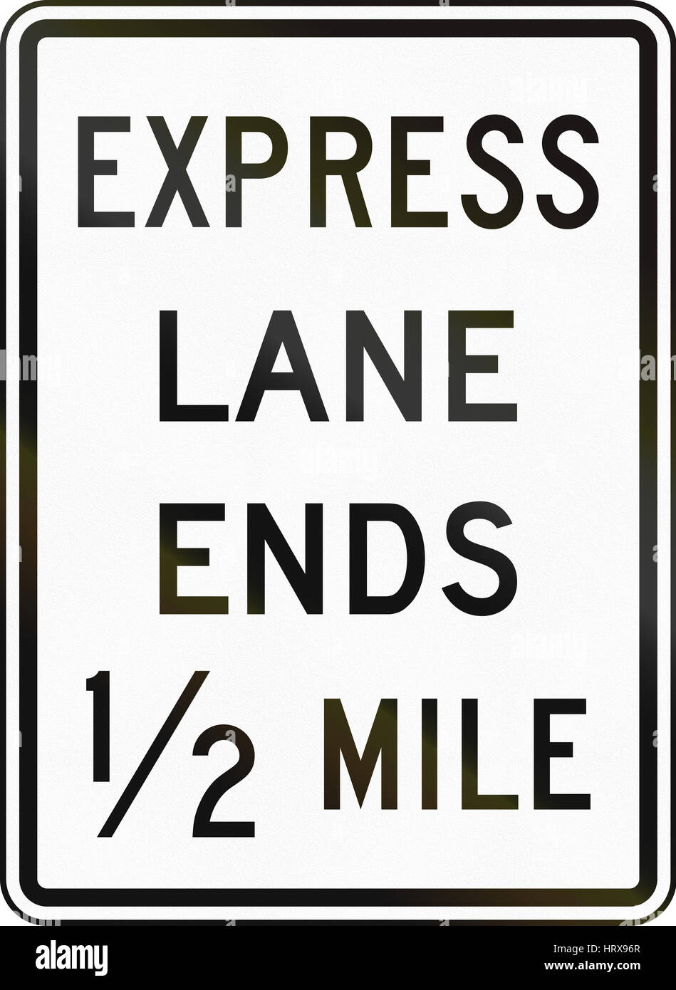 United States MUTCD road sign - Express lane ends Stock Photo - Alamy