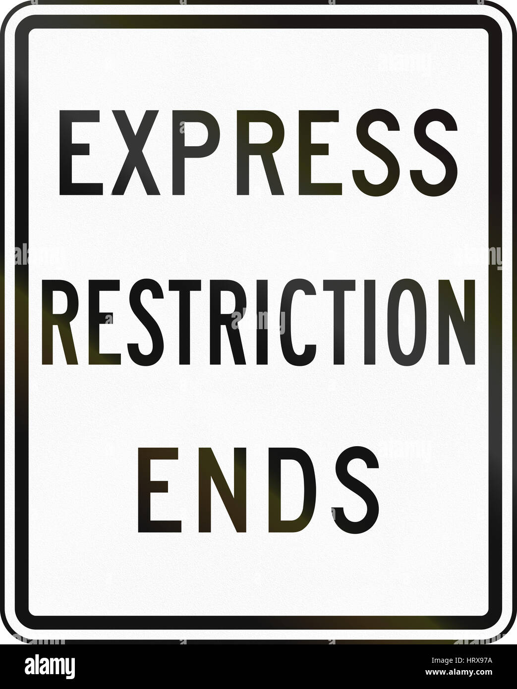 United States MUTCD road sign - Express restriction ends Stock Photo ...