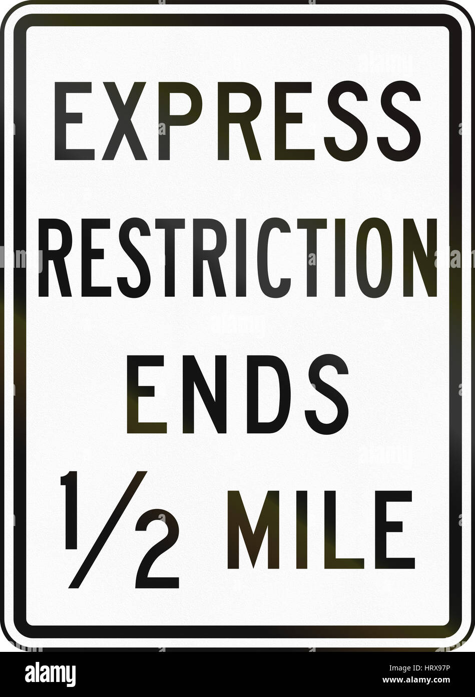 United States MUTCD road sign - Express restriction ends Stock Photo ...