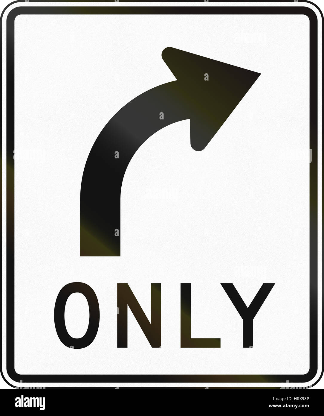 United States MUTCD regulatory road sign - Only right Stock Photo - Alamy