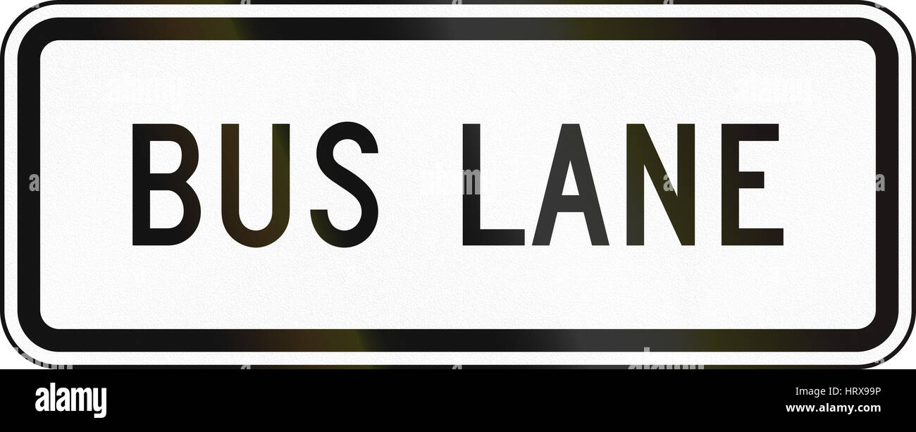 United States MUTCD regulatory road sign - Bus lane Stock Photo - Alamy