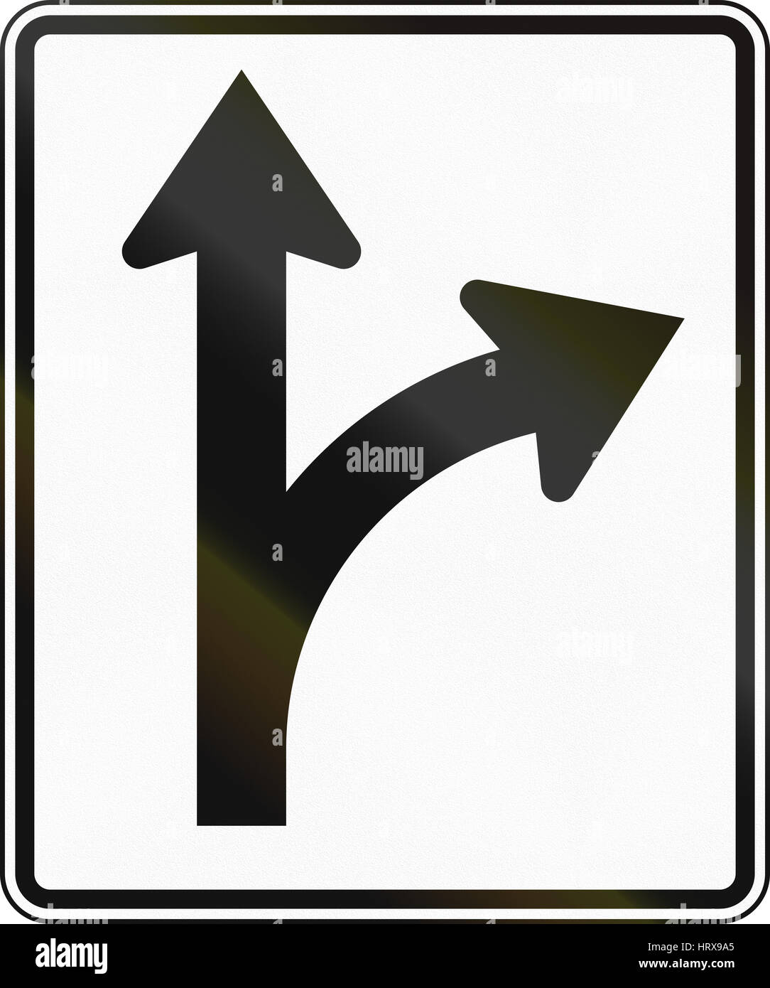 United States MUTCD regulatory road sign - Straight or right Stock ...