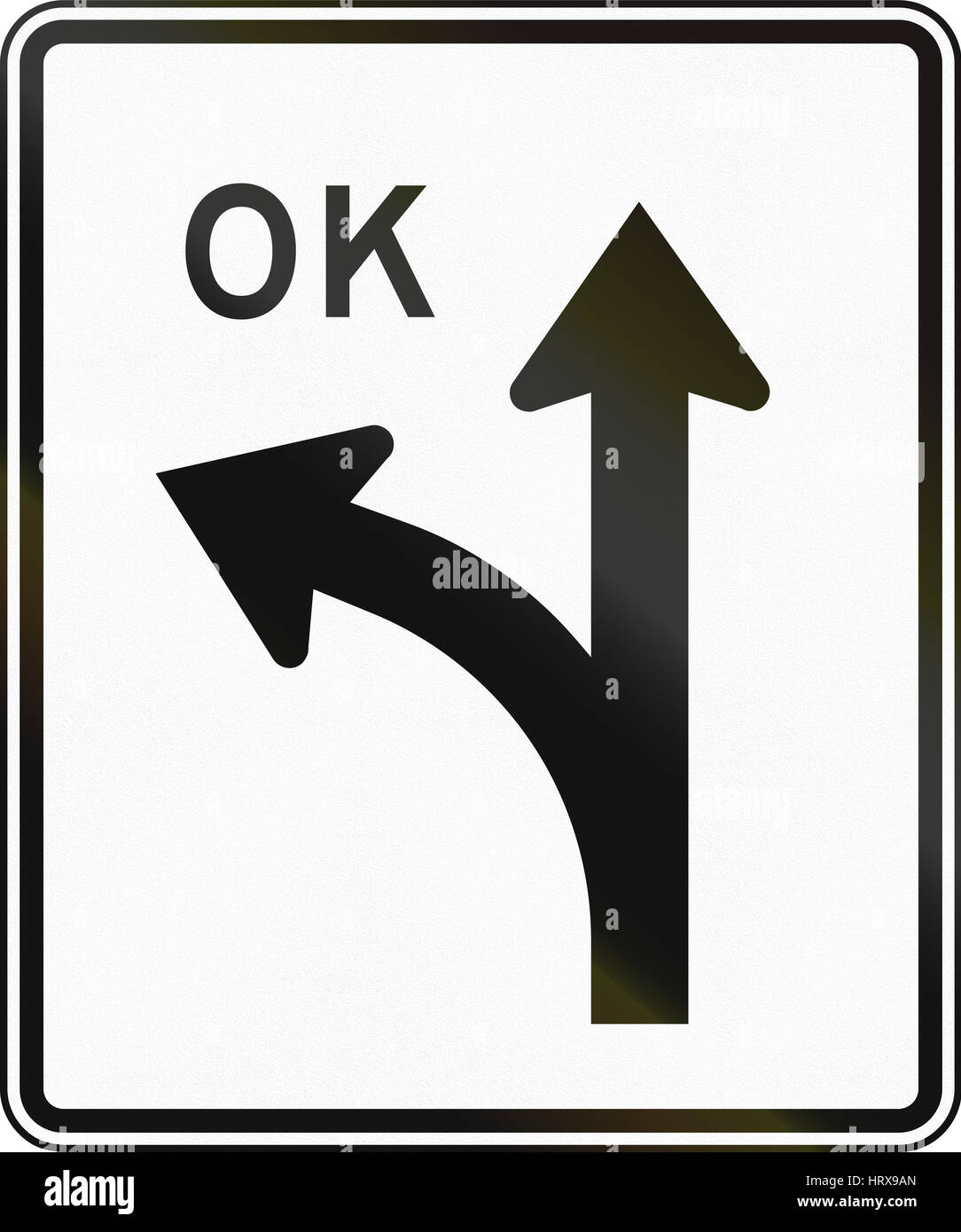 United States MUTCD regulatory road sign - Left turn allowed Stock ...