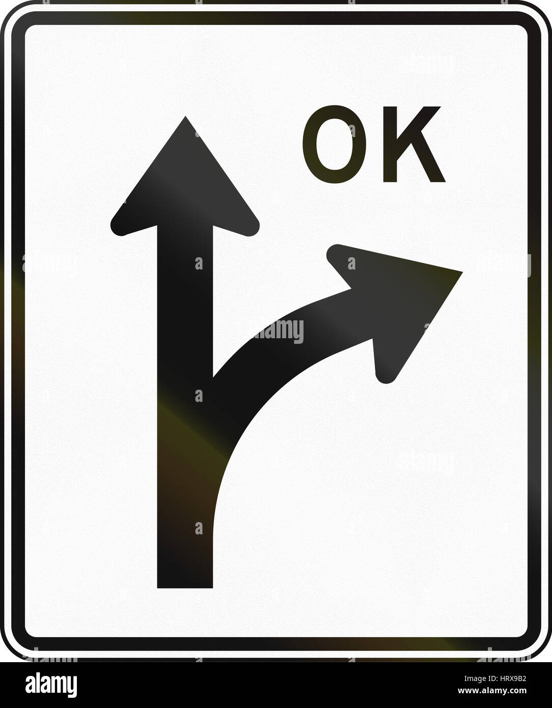 United States MUTCD regulatory road sign - Right turn allowed Stock ...