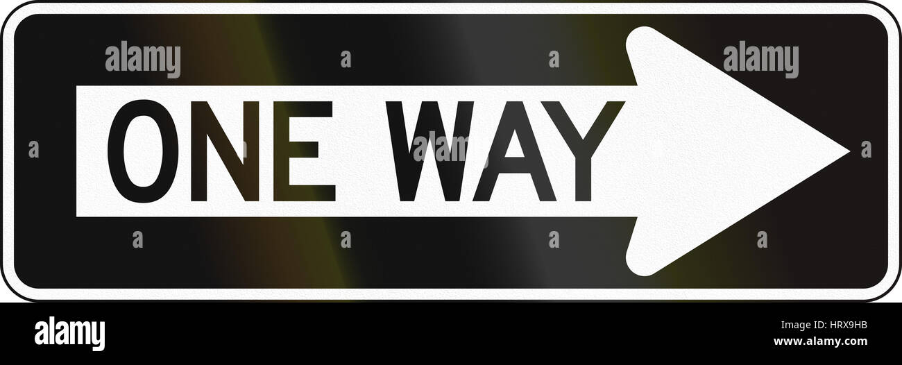 United States MUTCD road sign - One way to the right Stock Photo - Alamy