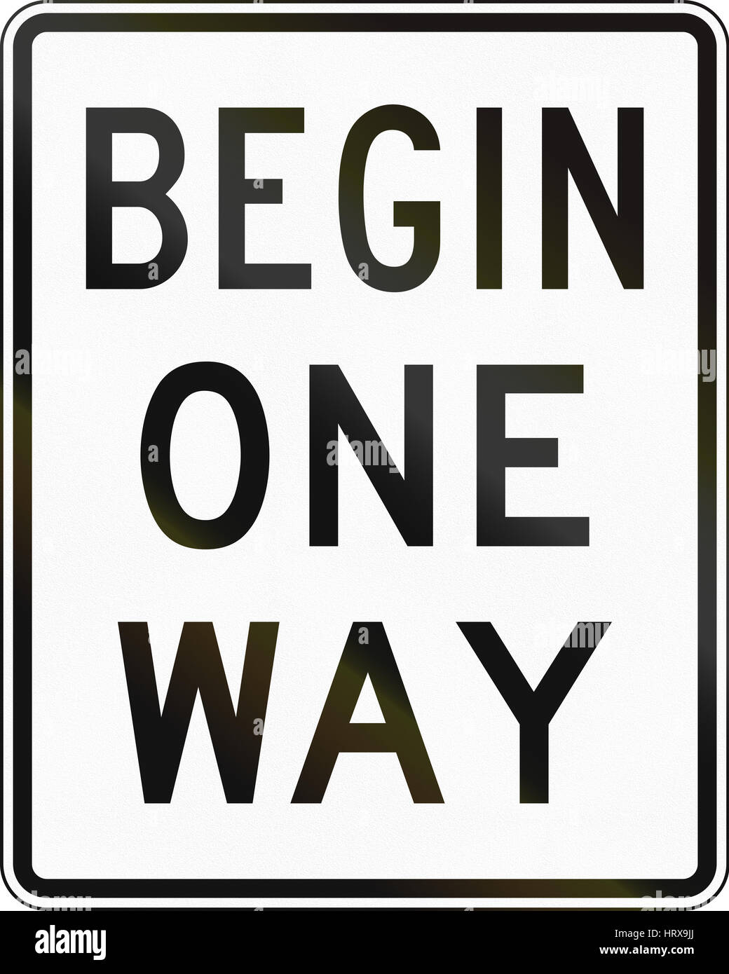 United States MUTCD road sign - Begin one-way road Stock Photo - Alamy