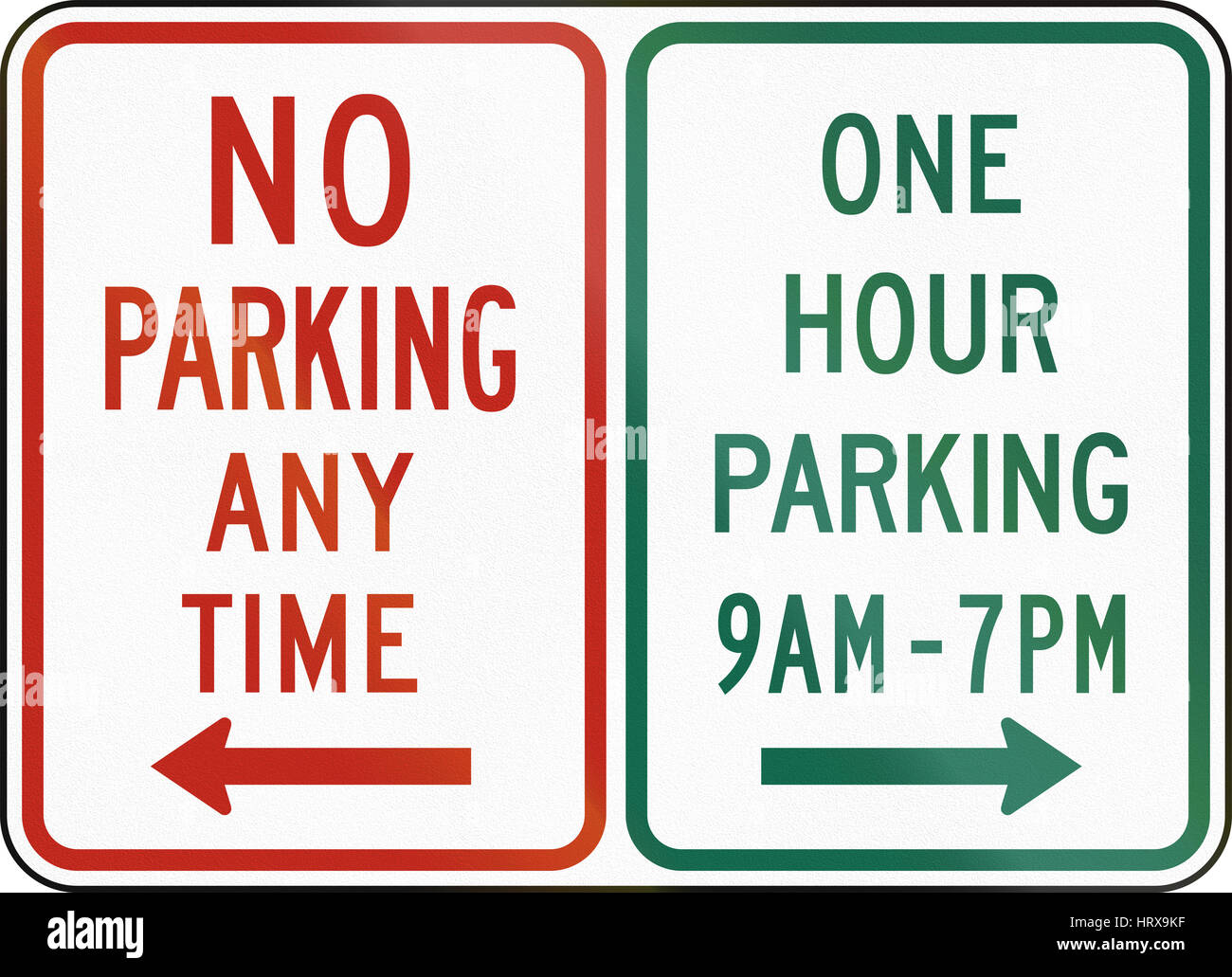 United States MUTCD regulatory road sign - No parking and on hour ...