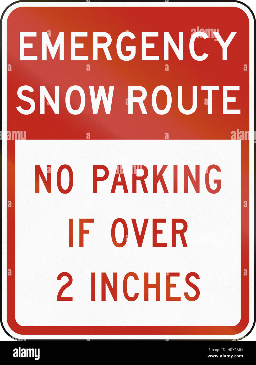 United States MUTCD regulatory road sign - Emergency snow route Stock ...