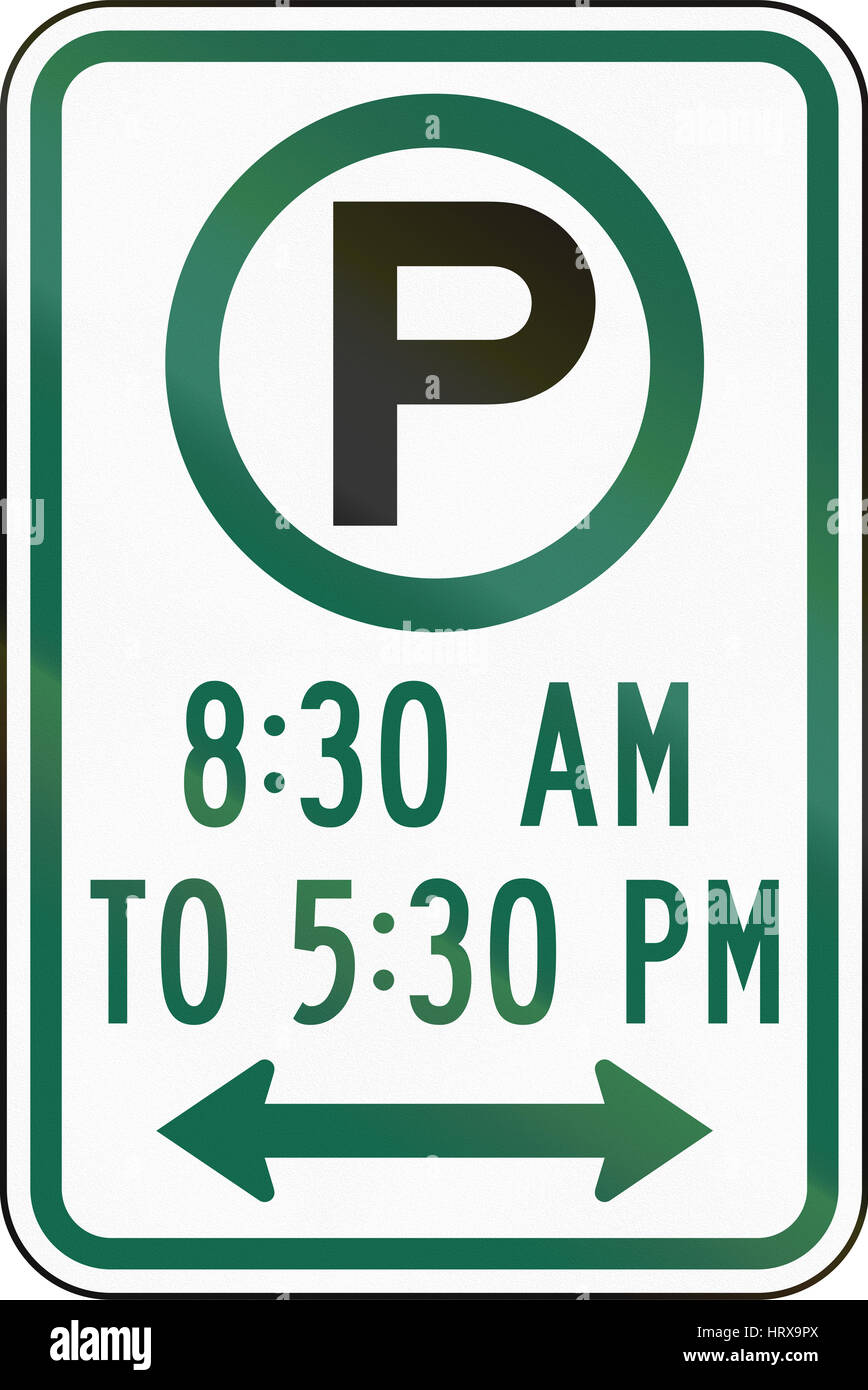 United States MUTCD regulatory road sign - Parking at specified times ...