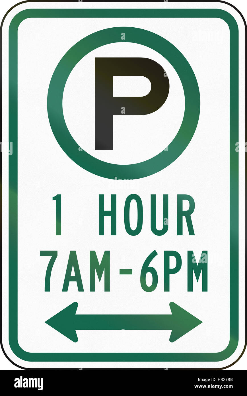 United States MUTCD regulatory road sign - 1 hour parking Stock Photo ...