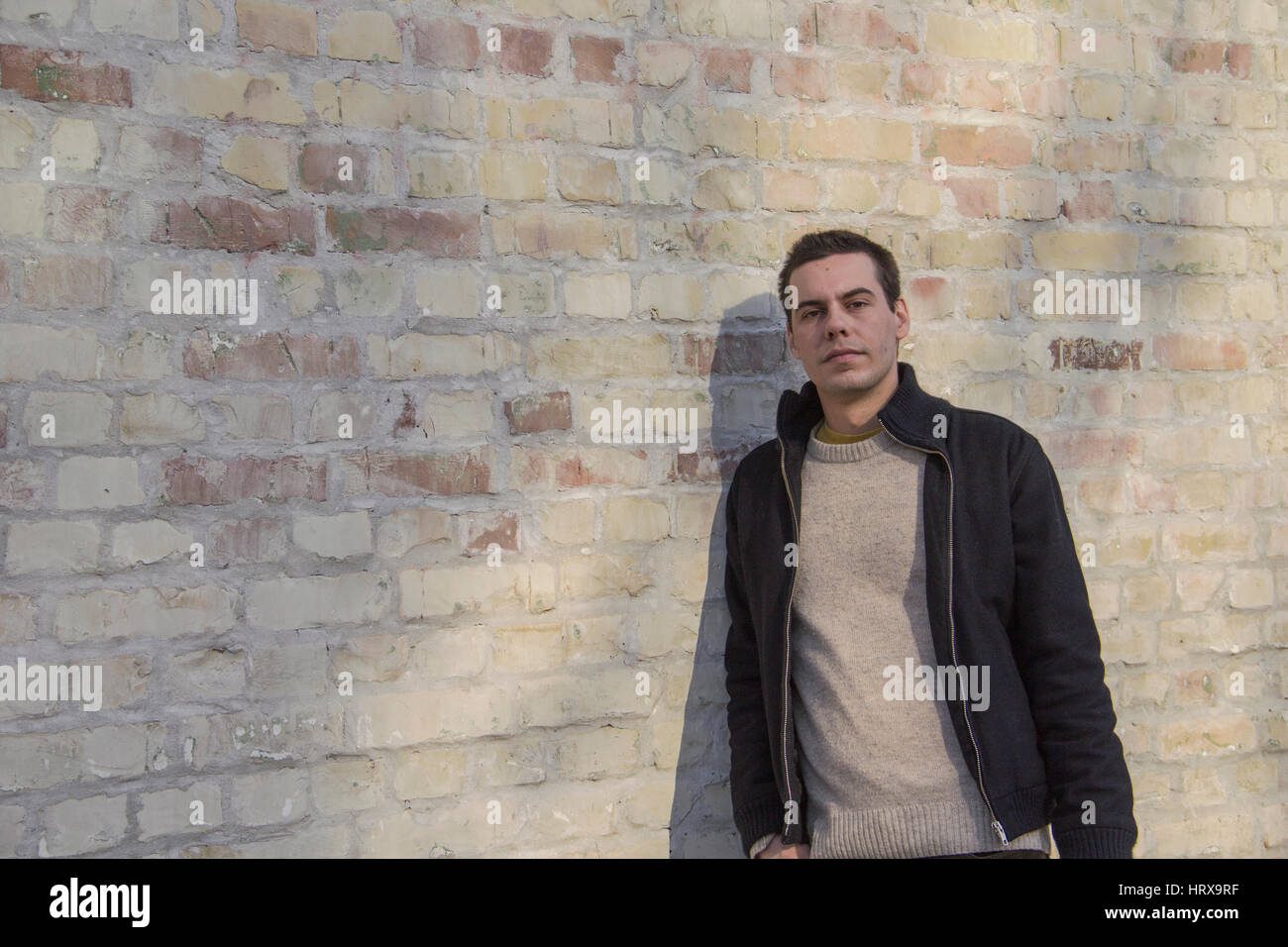 Young Man Face Front Looking Up Stock Photo - Alamy