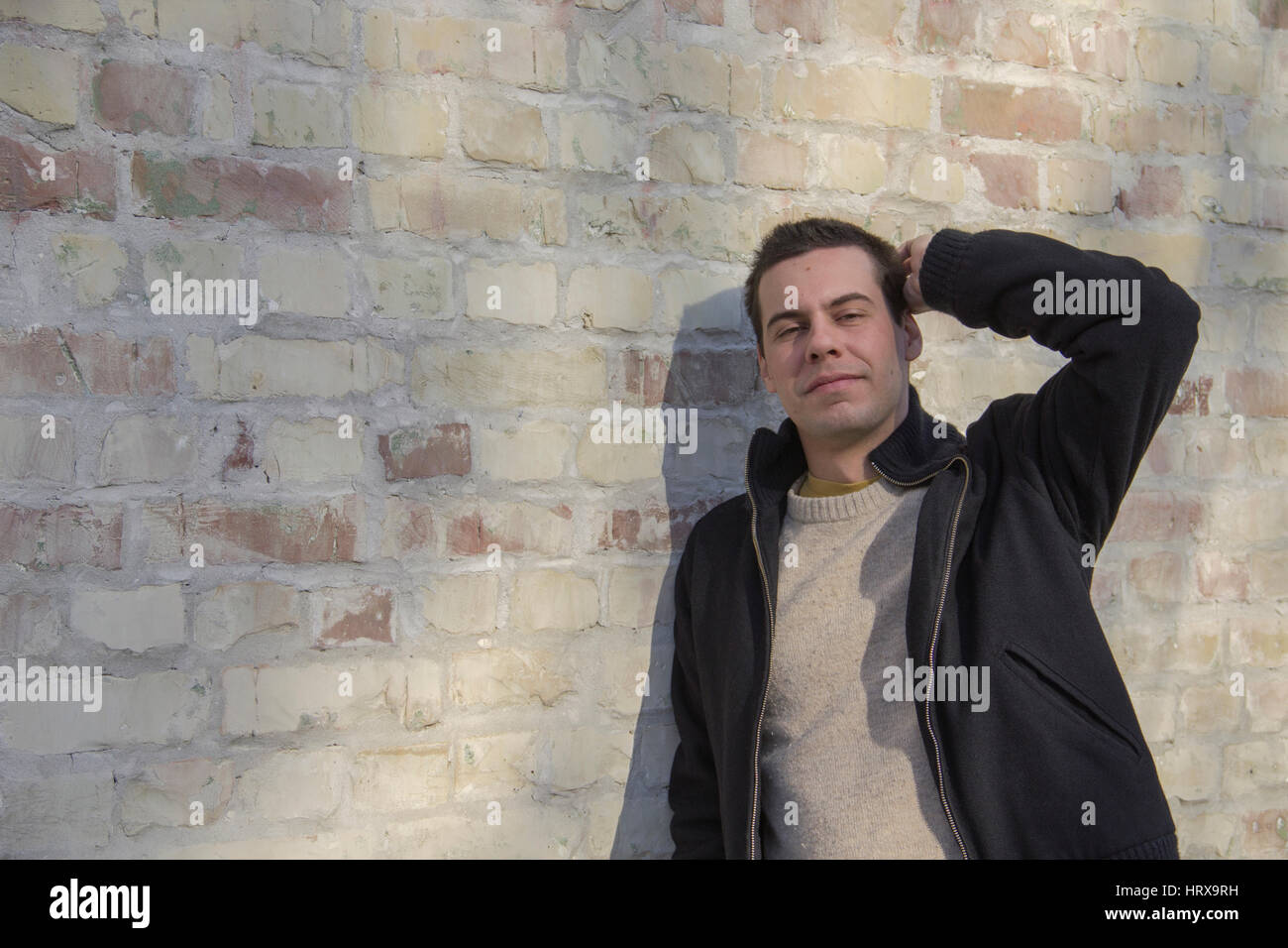 Young Man Face Front Looking Up Stock Photo - Alamy