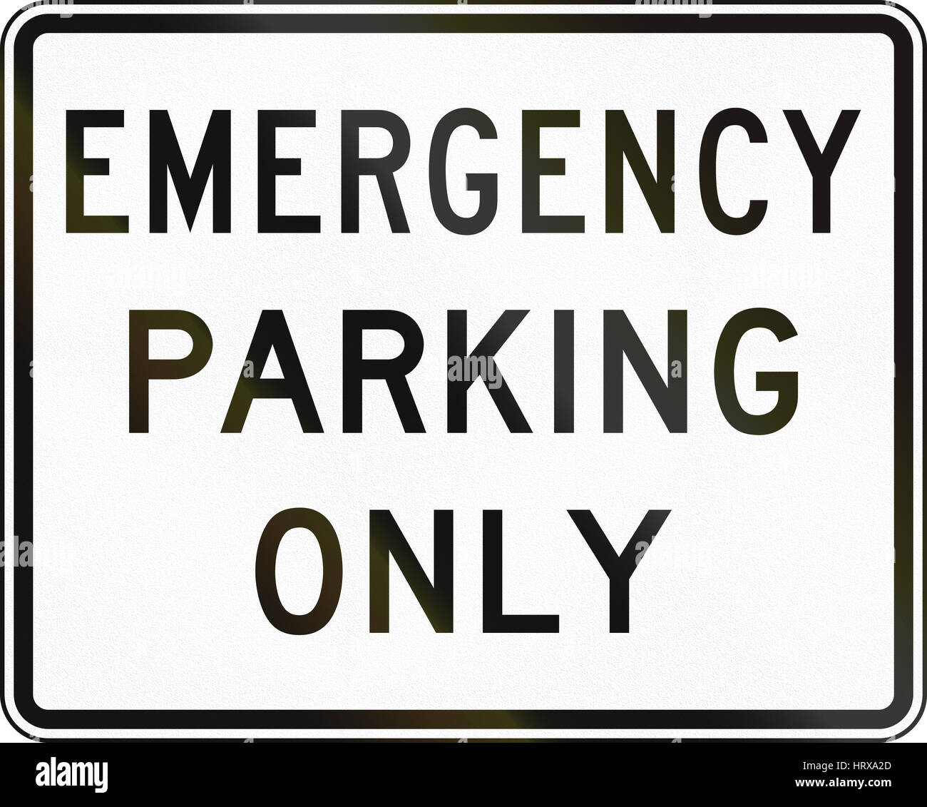 United States MUTCD regulatory road sign - Emergency parking only Stock ...