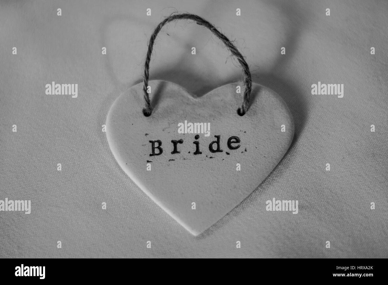 Wedding name tag for the bride Stock Photo - Alamy