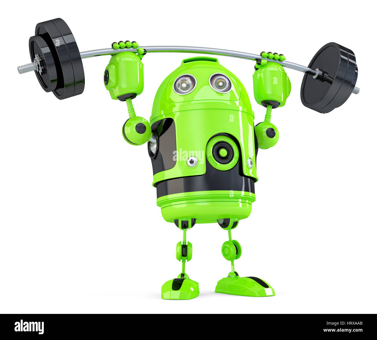 Powerfull Green Robot. Technology concept. Isolated on white. Contains ...