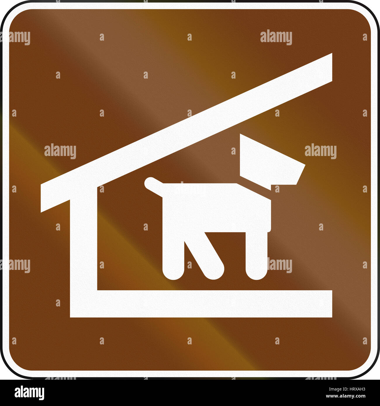United States MUTCD guide road sign - Trail shelter with dogs allowed ...