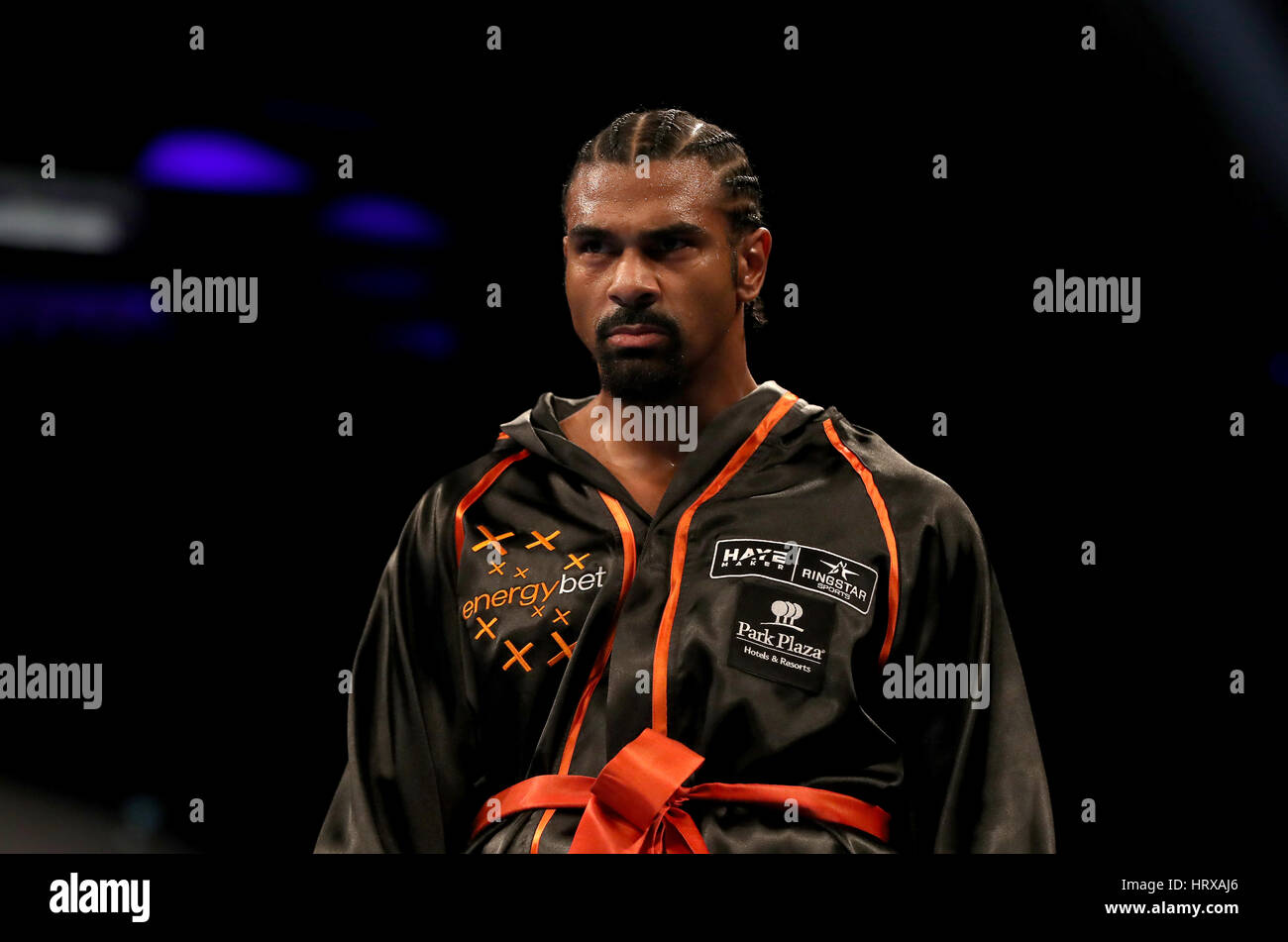 David Haye makes his ring entrance before the heavyweight contest at ...