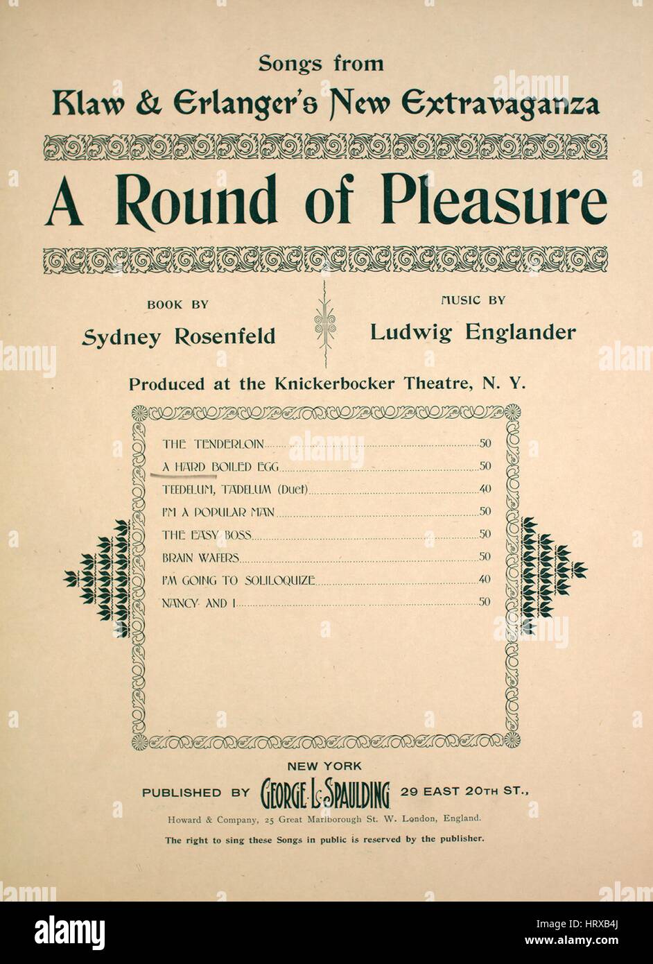 Sheet music cover image of the song 'Songs from Klaw and Erlanger's New ...