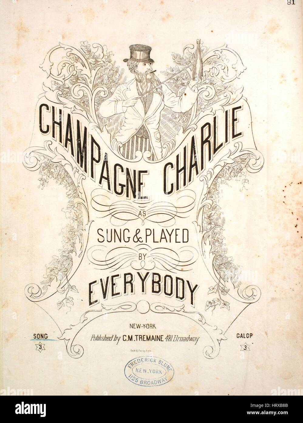 Sheet music cover image of the song 'Champagne Charlie', with original ...