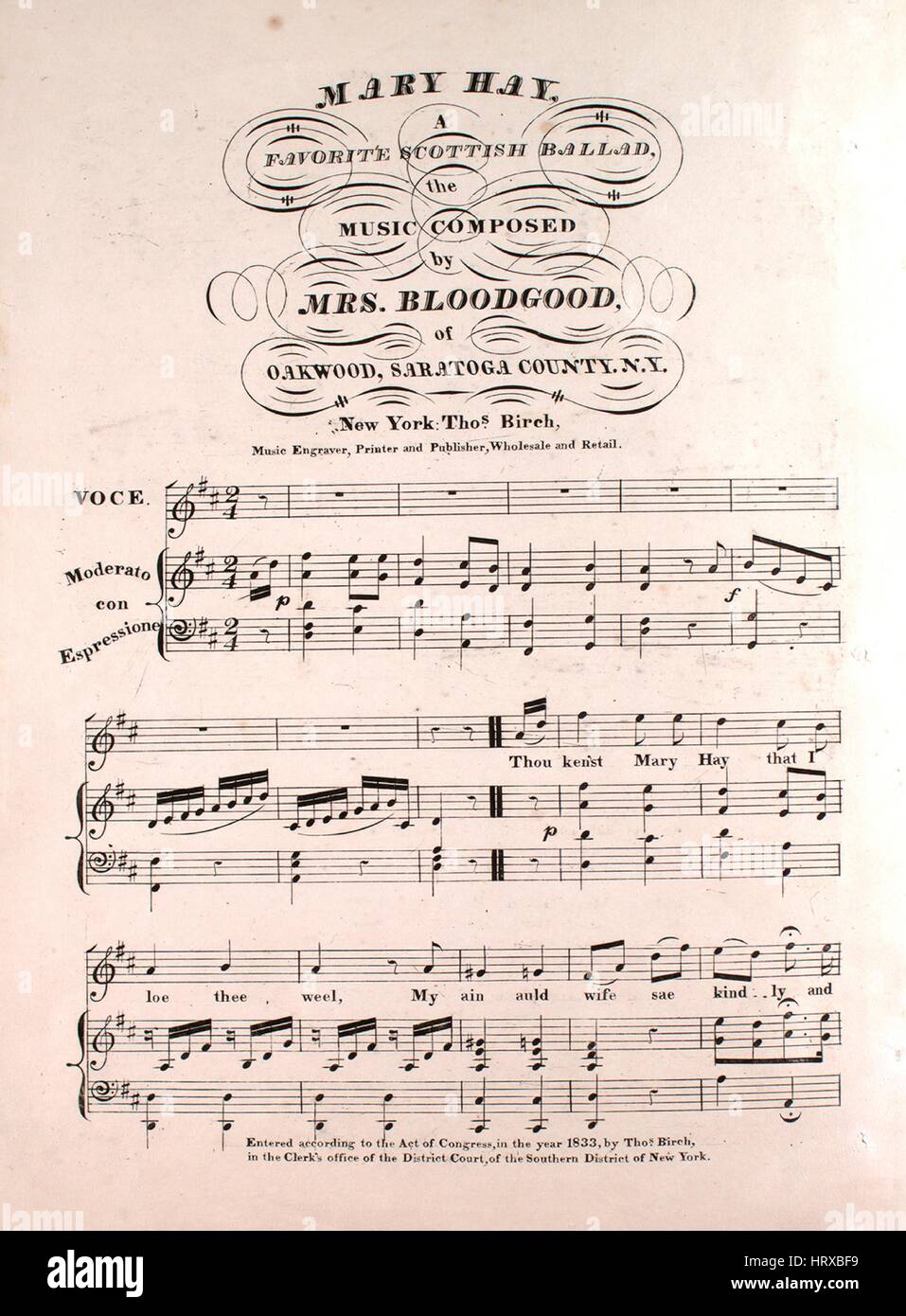 Sheet music cover image of the song 'Mary Hay A Favorite Scottish ...