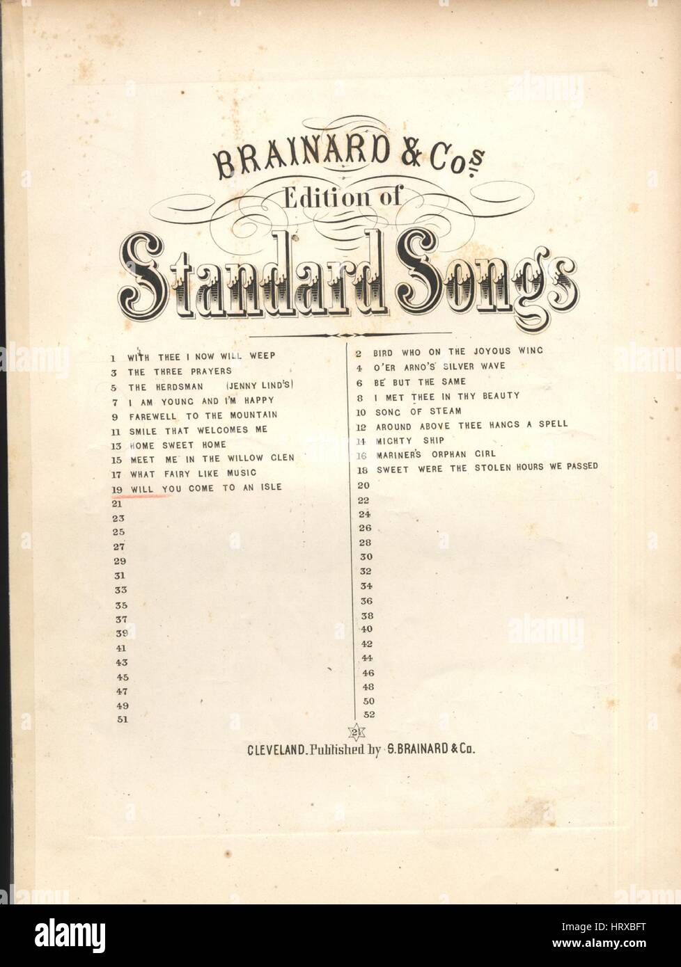Sheet music cover image of the song 'Brainard and Cos Edition of ...