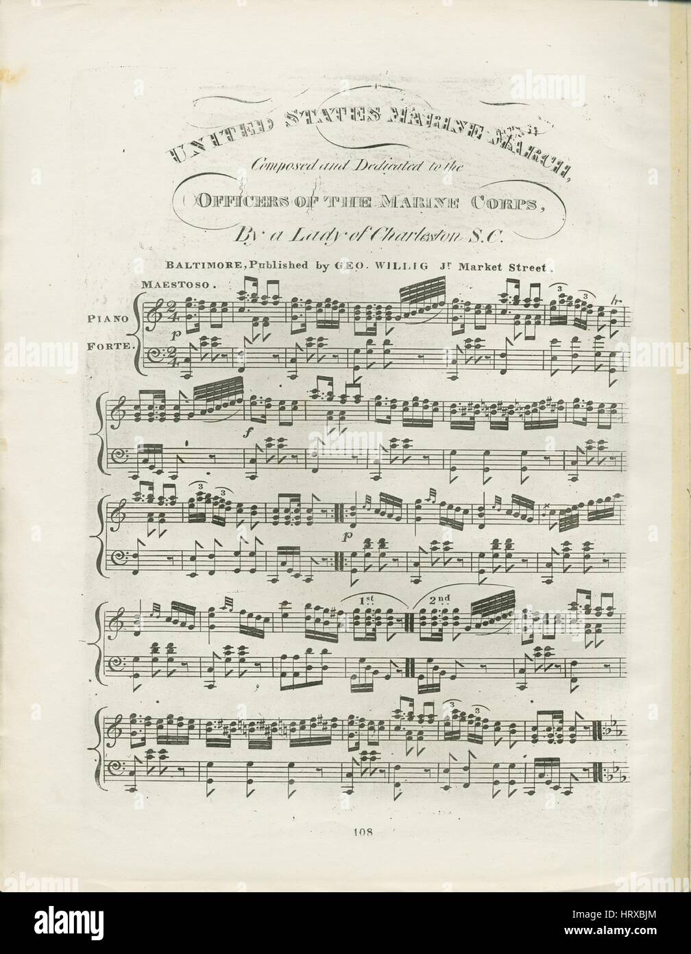 Sheet music cover image of the song 'United States Marine March', with ...