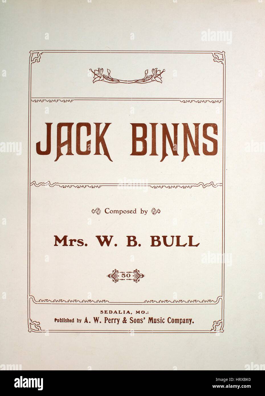 Sheet music cover image of the song 'Jack Binns', with original ...