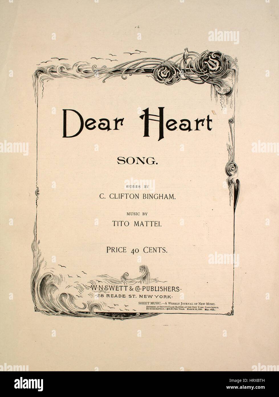 Sheet music cover image of the song 'Dear Heart Song', with original ...