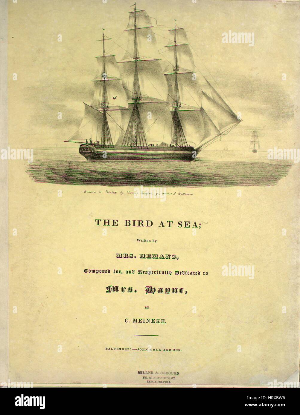 Sheet music cover image of the song 'The Bird at Sea', with original ...