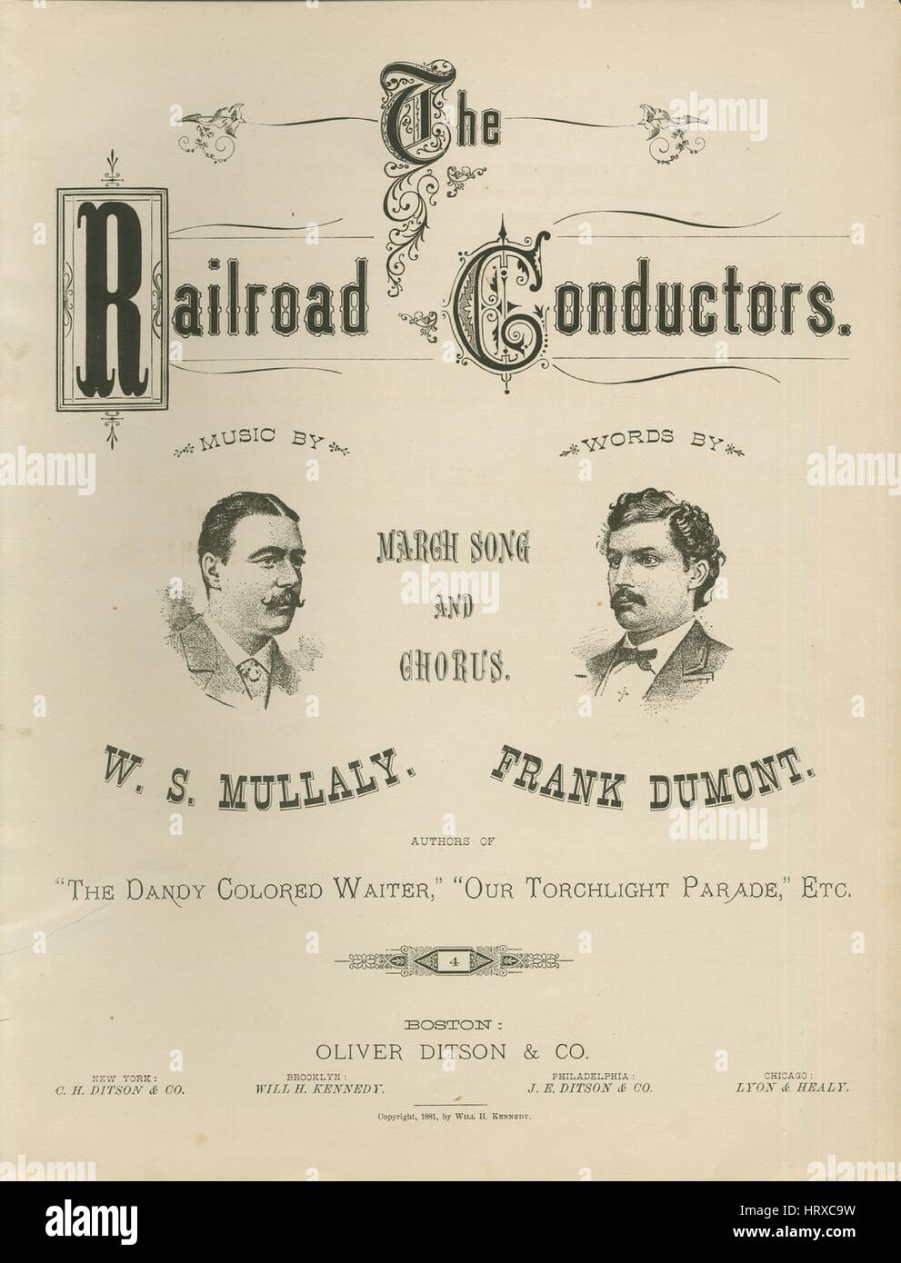 Sheet music cover image of the song 'The Railroad Conductors', with ...