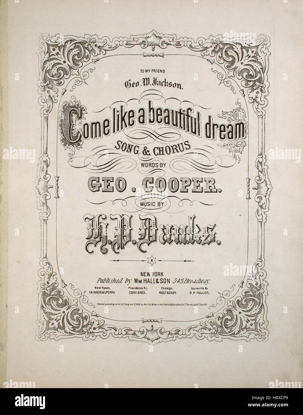 Sheet music cover image of the song 'Come Like a Beautiful Dream Song ...