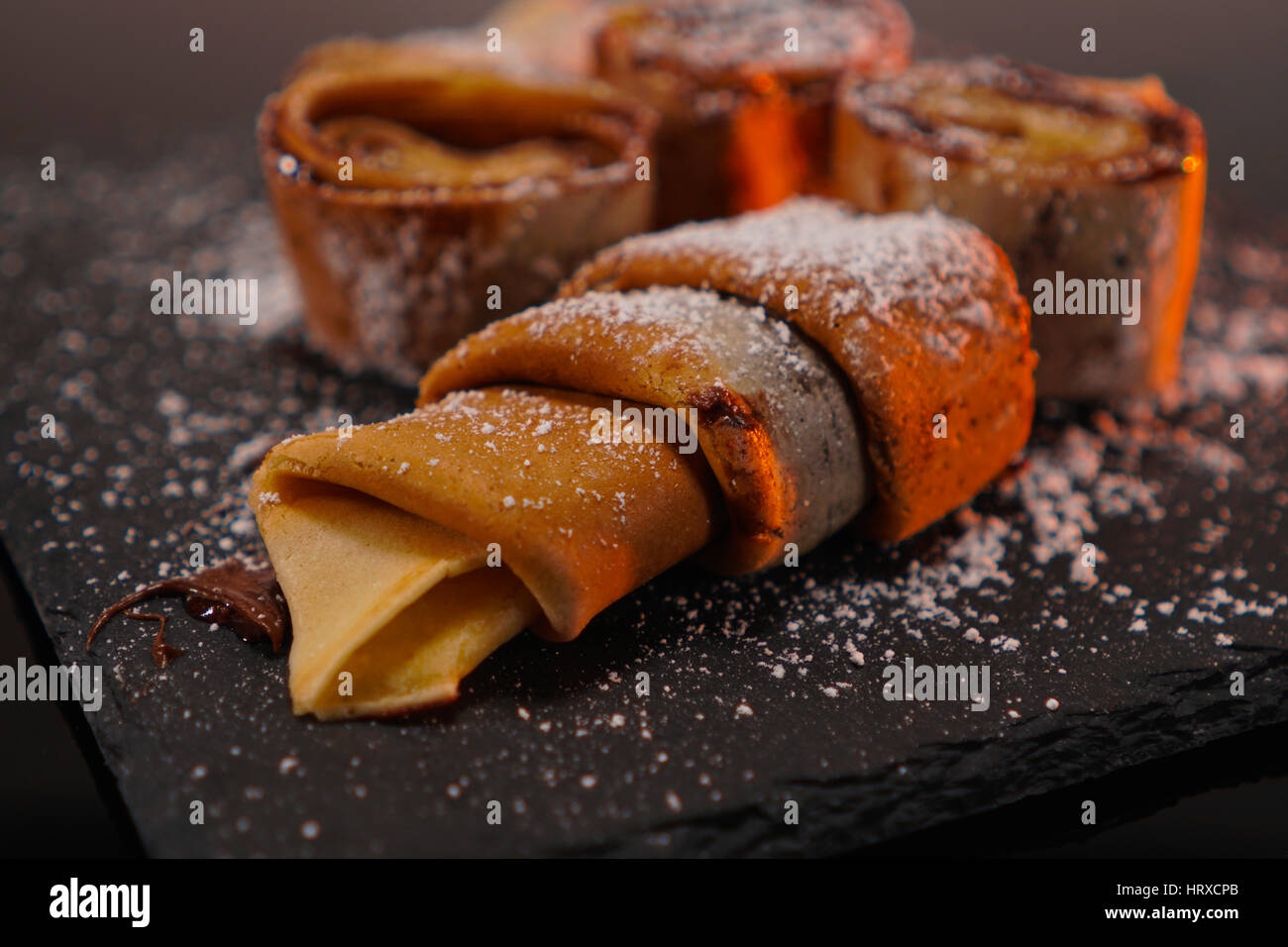 French Crepe filled with chocolate - sweet pancake dessert from France ...