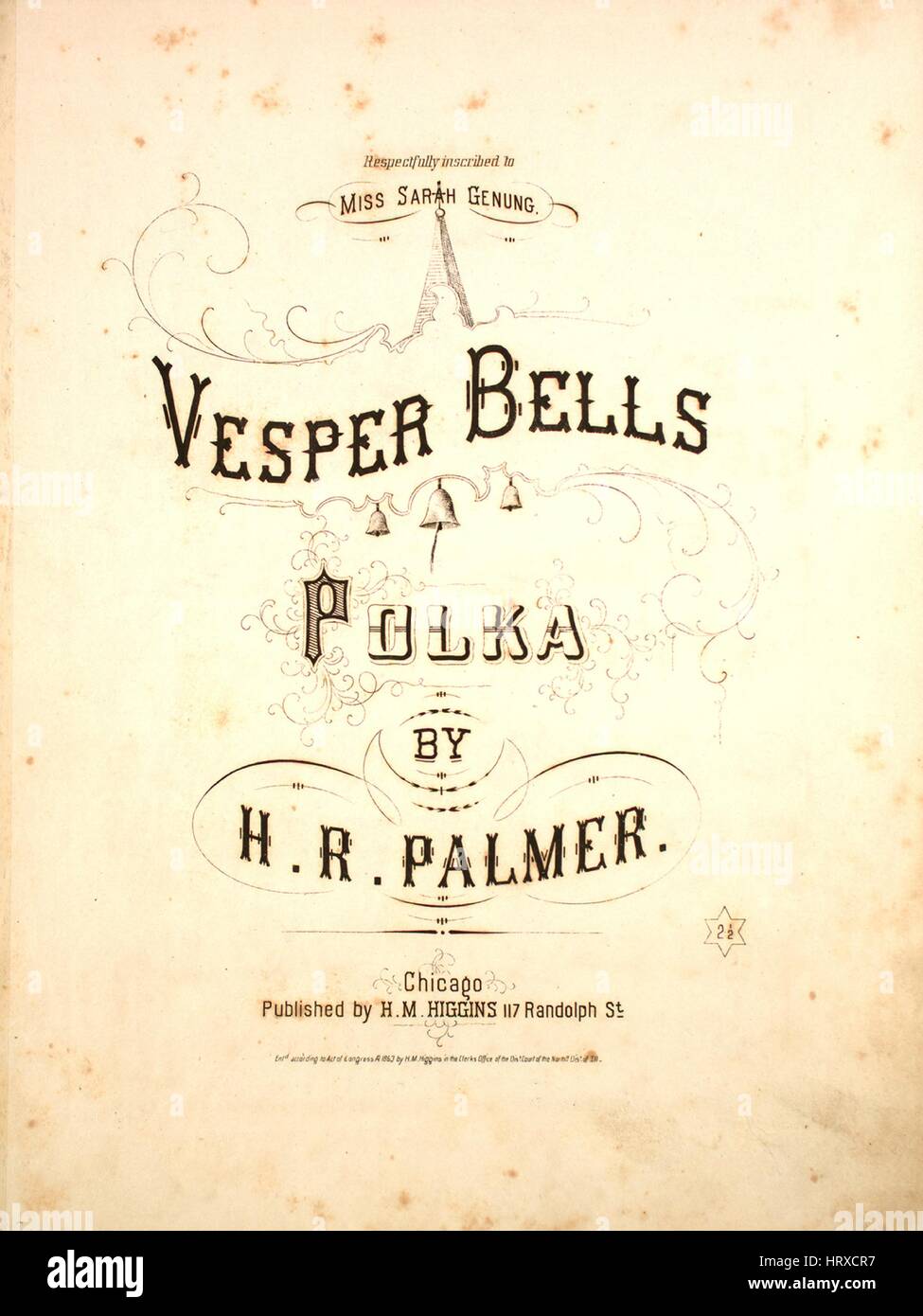 Sheet music cover image of the song 'Vesper Belles Polka', with ...