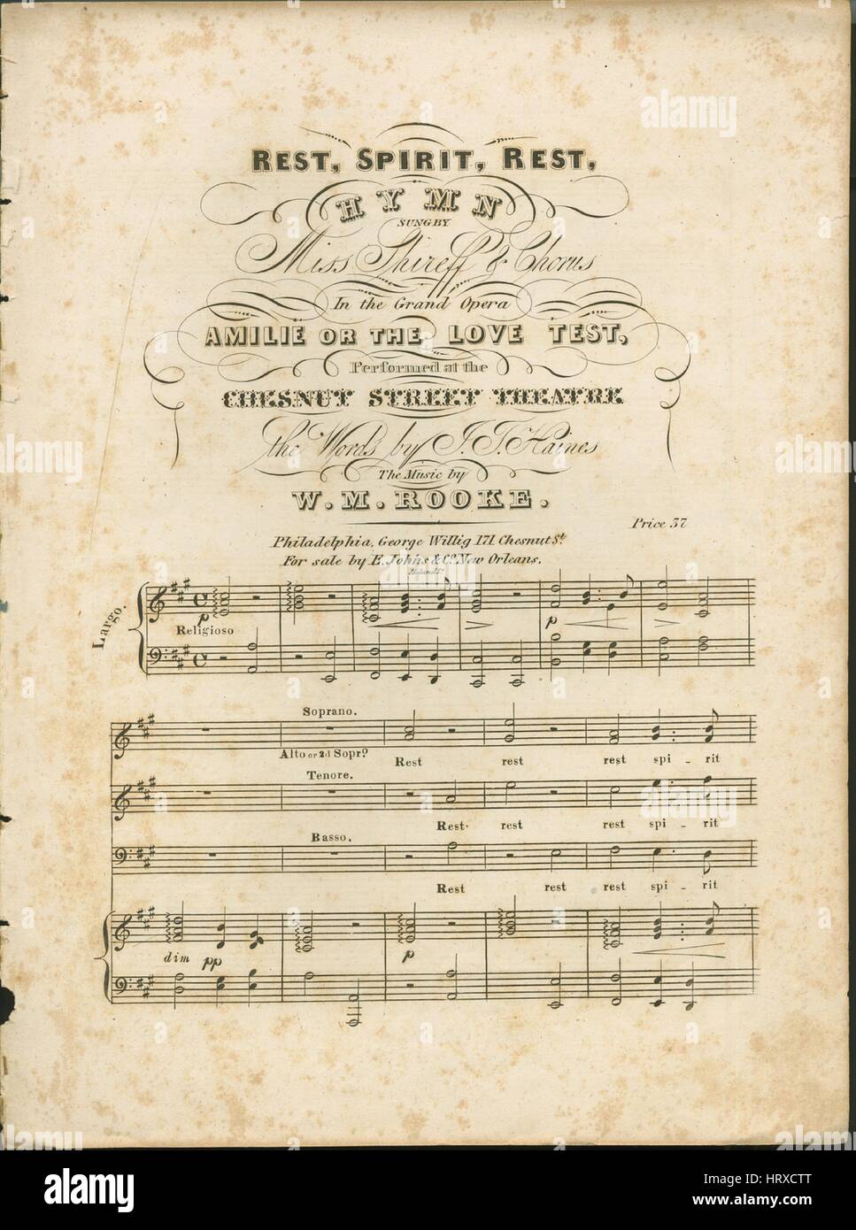 Sheet music cover image of the song 'Rest, Spriti, Rest Hymn', with ...