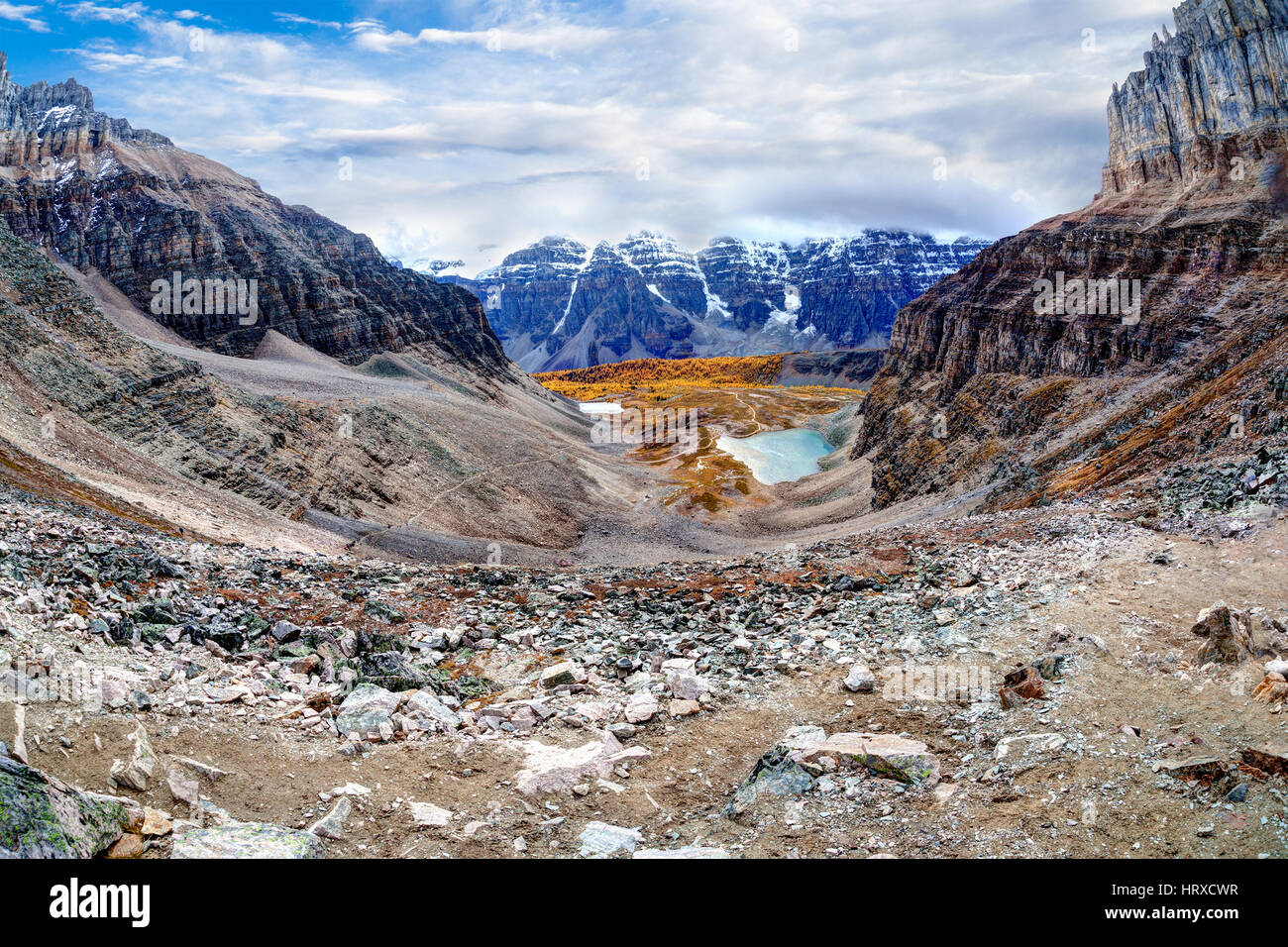 Panoramic hiking view atop Sentinel Pass near Lake Louise in Banff ...