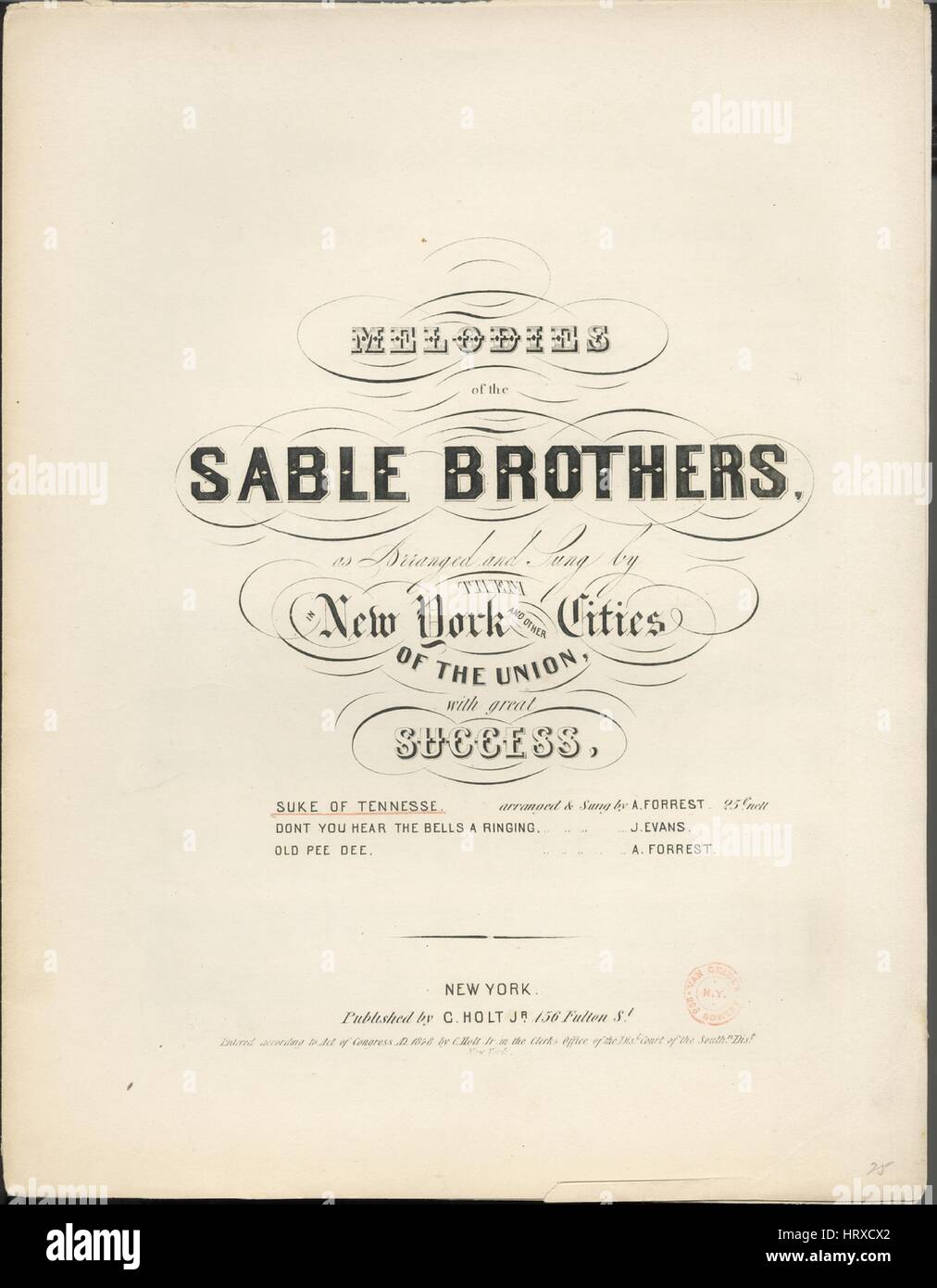 Sheet music cover image of the song 'Melodies of the Sable Brothers ...