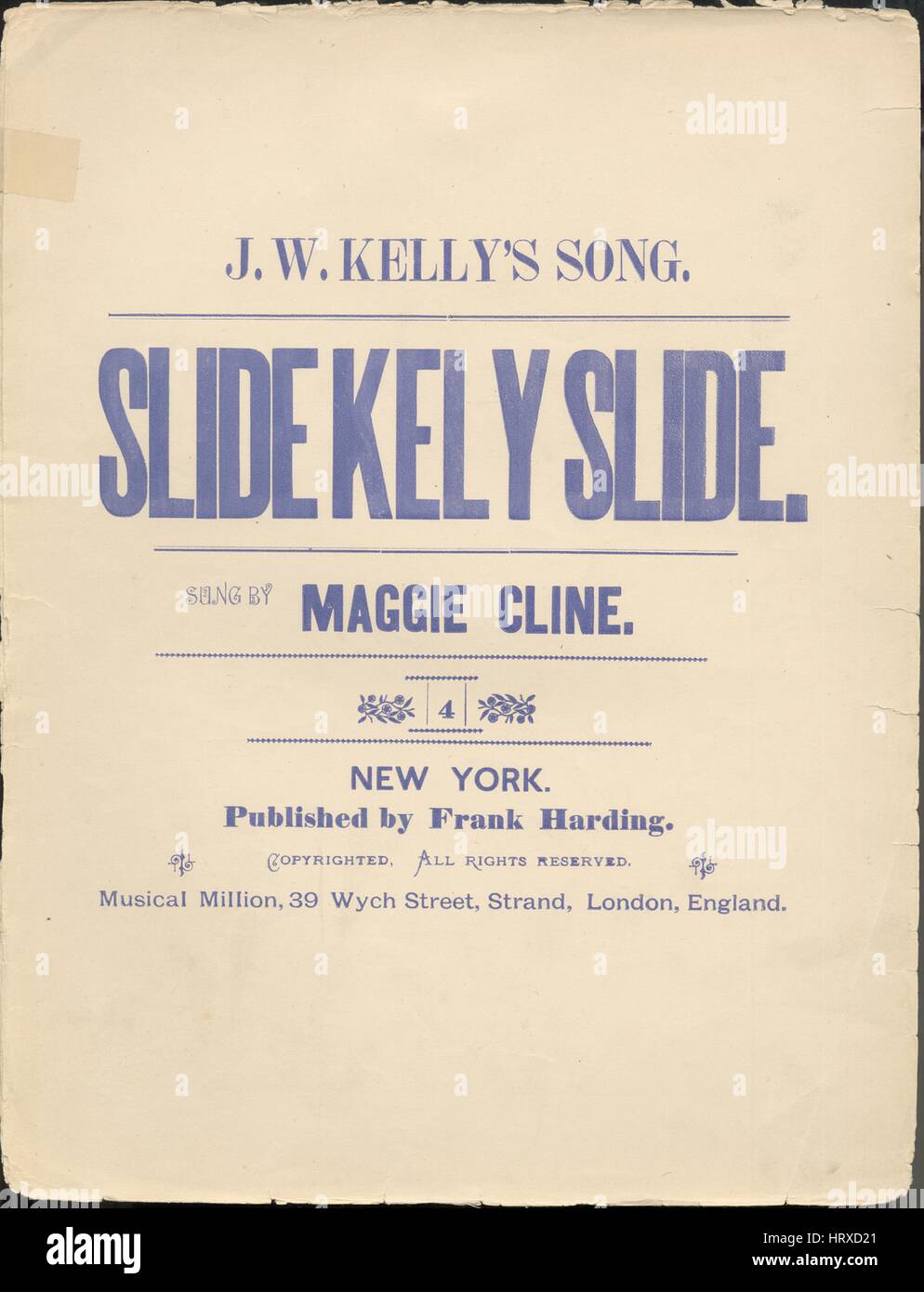 Sheet music cover image of the song 'Slide Kely [sic] Slide', with ...